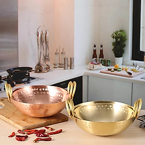 UGCER Copper Chafing Dish Buffet Warmer Set, Alcohol Stove Cooking Pot with Food Pan, Fuel Holder and Lid for Catered Events Parties,20cm