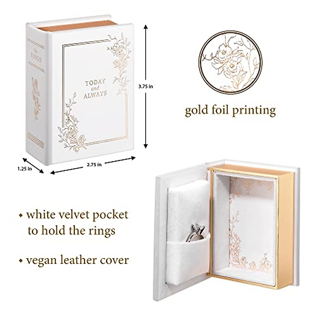 Lillian Rose Wedding Ring Book Box, One Size, White