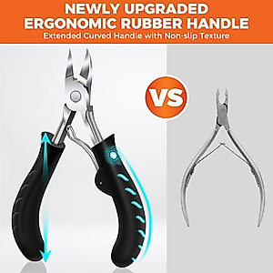 Toenail Clippers for Seniors & Thick Nails - DRMODE Precision Large Toe Nail Clippers for Thick Nails,Comfort Grip Fingernail Clipper, Ergonomic Long Handle Nail Cutter for Men and Women