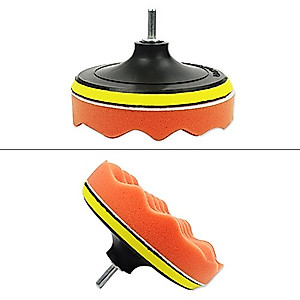 Coceca 7pcs 6 Inch Drill Buffer Attachment with Buffing Wheel, Sponge and Wool Polishing Pad Set with M14 Drill Adapter