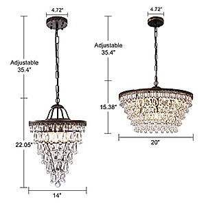 Wellmet Crystal Chandeliers, Farmhouse Tiers Crystals Light, Modern Hanging Pendant Lighting Ceiling Fixture for Foyer, Bathroom, Dinig Living Room, Kitchen Island