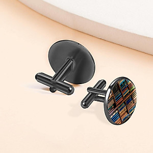 Men's Cufflinks, Bookcase Bookshelf School Library Cuff Links for Men, Classic Cufflinks Black for Suit Shirt Wedding Business Birthday Jewelry Gift