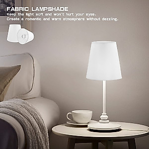 2pcs Small Lamp Shade Linen Fabric Clip On Bulb Lampshade Barrel Cloth Lamp Cover Replacement Linen Lampshade for Bedroom, Bedside Table Lamp, Wall Lamp(White)