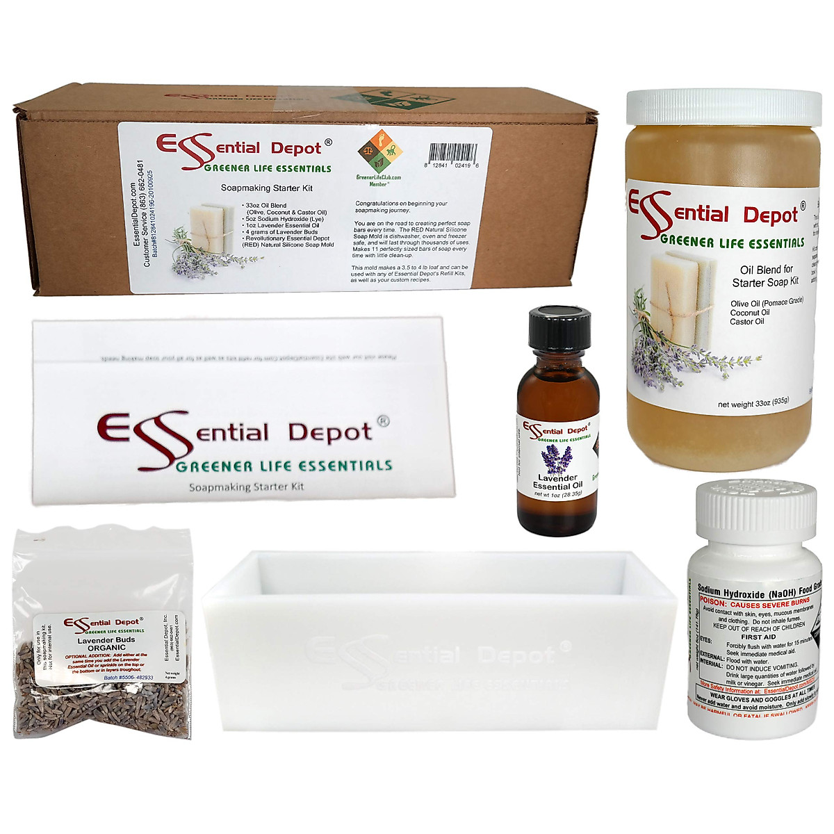 R.E.D. Soap Making Starter Soap Kit - Includes pre-Measured Ingredients to Make a loaf of soap and a R.E.D. Natural Silicone Mold