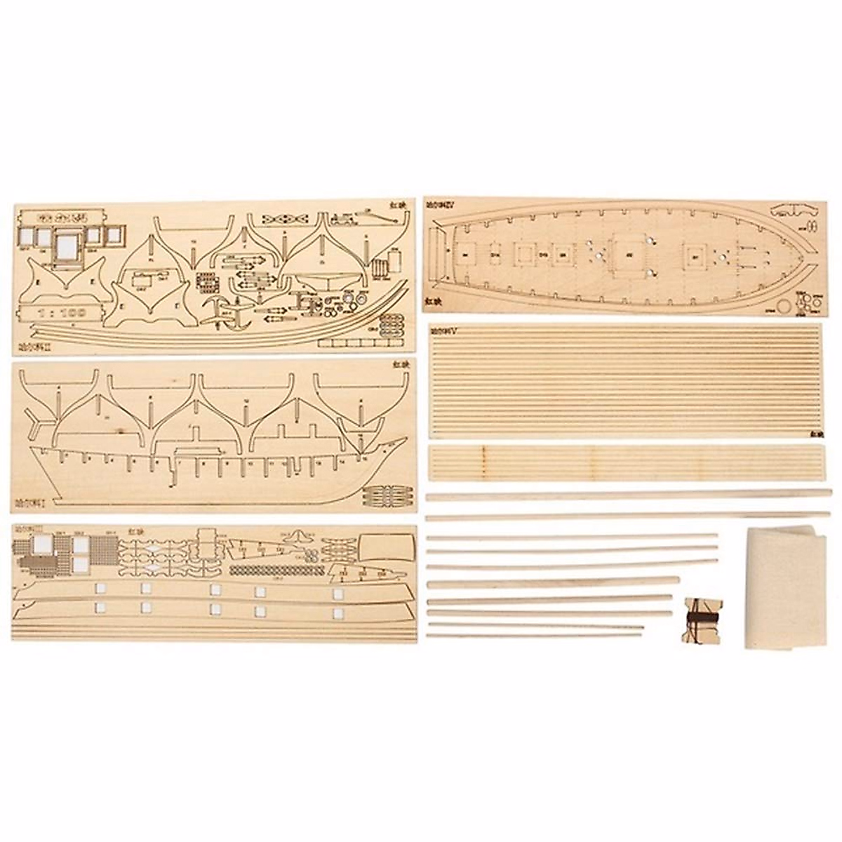 KENANLAN Wooden Ship Model Building Kit, Wooden Sailboat Model Kit Home DIY Model Decoration Boat for Collection, Teaching Exhibition - Easy to Assemble(B)