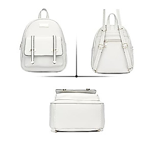 KKXIU Women Small Backpack Purse Convertible Leather Mini Daypacks Crossbody Shoulder Bag (White)