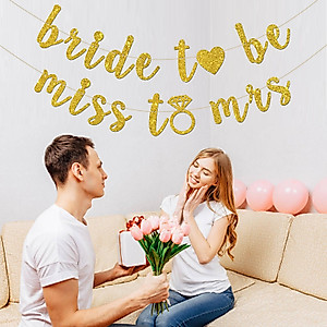INNORU Bride to Be Miss to Mrs Banner, Bridal Shower Party Garland Bunting Bachelorette Party Decorations Supplies, Wedding Engagment Banner Gold Glitter