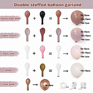 Dusty Pink Balloon Garland Double Stuffed Dusty Rose Mauve Light Pink Matte Balloon Boho Blush Nude Balloon Arch Kit for Baby Shower Birthday Bridal Wedding Party Decoration