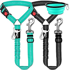 3 Piece Set Dog Seat Belt Retractable Dog Car Seatbelts Adjustable Pet Seat Belt for Vehicle Headrest Restraint Adjustable Heavy Duty & Elastic & Durable Car Harness for Dogs