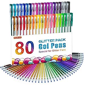 Shuttle Art 80 Pack Glitter Gel Pens, 40 Colors Glitter Gel Pens Set with 40 Refills for Adults Coloring Books Drawing Crafts Scrapbooking Journaling