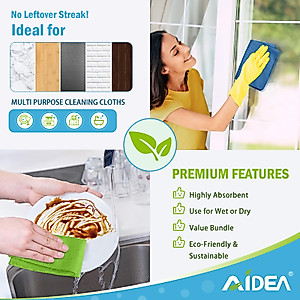AIDEA Microfiber Cleaning Cloths-50PK, All-Purpose Softer Highly Absorbent, Lint Free - Streak Free Wash Cloth for House, Kitchen, Car, Window, Gifts(12in.x 12in.)