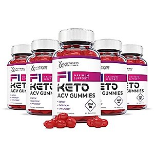 Justified Laboratories (5 Pack) F1 Keto ACV Gummies 1000MG with Pomegranate Juice Beet Root B12 300 Ketos Gummys