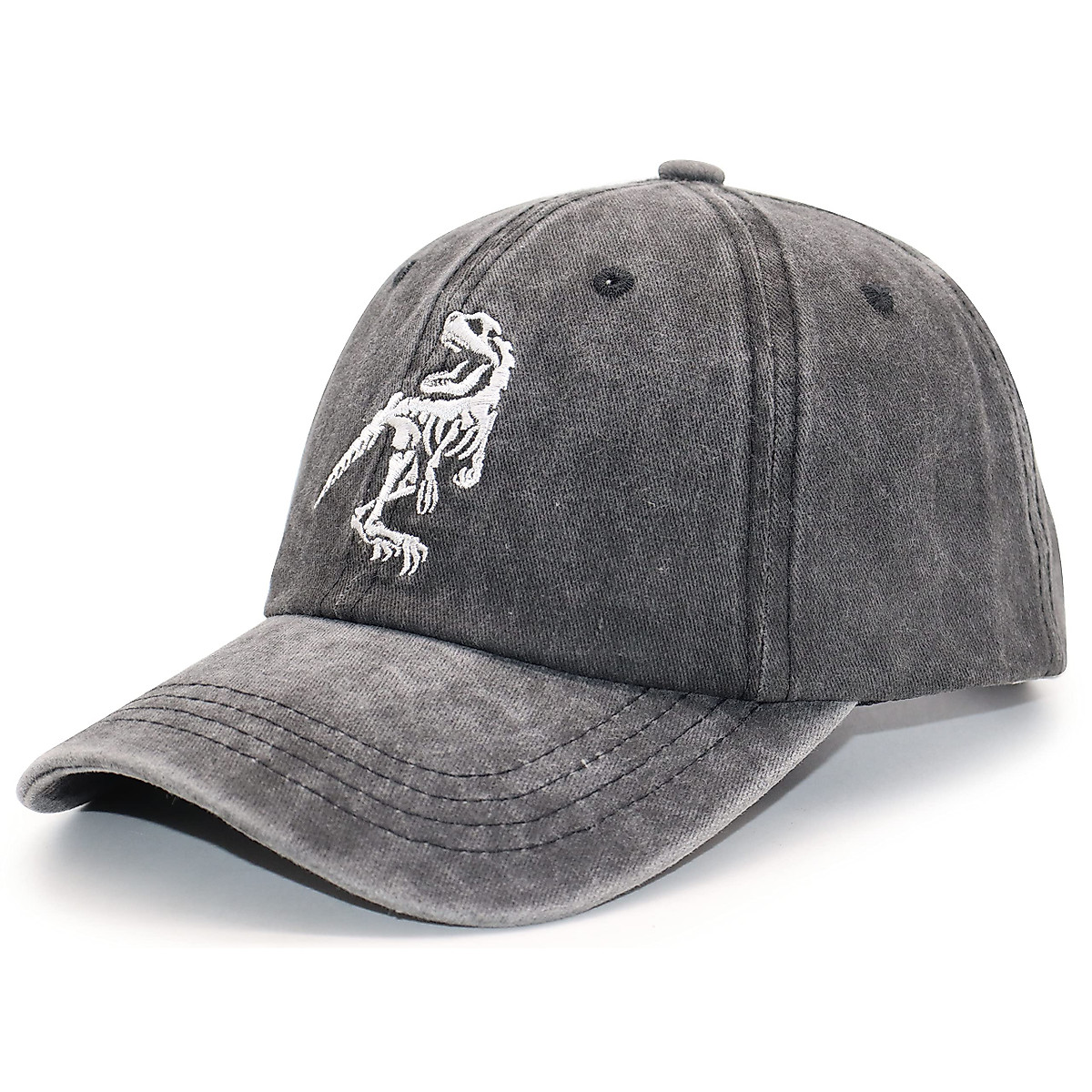 T Rex Skeleton Dinosaur Baseball Cap for Men Women, Vintage Embroidered Cotton Washed Distressed Dad Hat