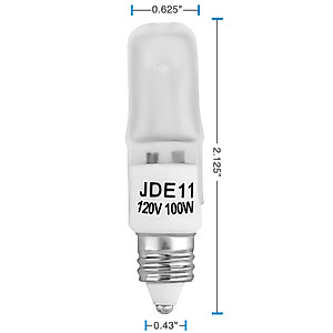 4-Pack JDE11 120V 100W Frosted Halogen JDE11 100W Bulb Warm White 100 Watt T4 E11 Bulb Frosted JD E11 T4 100W for Chandeliers, Pendants, Table Lamps, Cabinet Lighting, Mini-Candelabra Base T4 Bulb