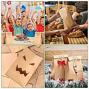 SIMPLECOOL 50pcs Paper Gift Bags Lunch Bags Bulk. Gift Bags with Thanks You Stickers. Durable Kraft Paper Bags Paper Grocery Bags. Paper Bags for Arts & Crafts. (2lb)