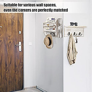 ZSHY.T.SUN Key Holder for Wall - 22.8" x 8.6" x 3.7"Wall Mounted Mail Organizer Wooden Decorative for Coats,Keys with 6 Double Key Hooks for Entryway, Hallway, Kitchen, Living Room,(Light Brown)