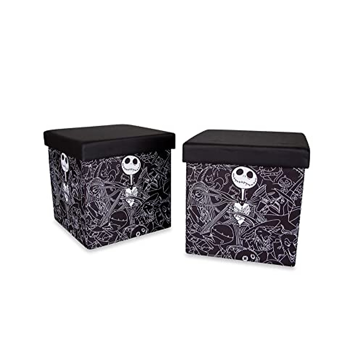 Disney The Nightmare Before Christmas Jack Skellington 15-Inch Storage Bin Cube Organizers, Set of 2 | Fabric Basket Container, Cubby Closet Organizer, Home Decor for Playroom | Gifts And Collectibles