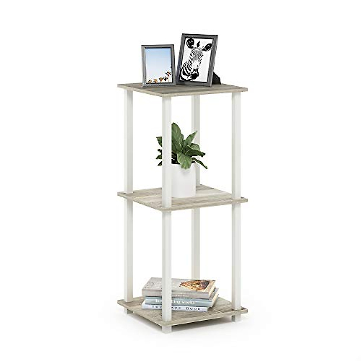 Furinno Simplistic Set of 2 End Table, Sonoma Oak/White