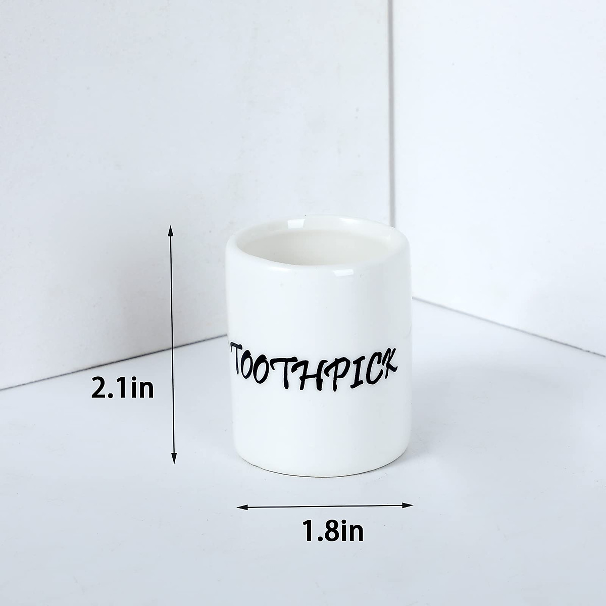 LEETOYI Ceramic Toothpick Holder Dispenser, Set of 2, White