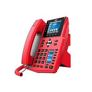 Fanvil X5U-R High-End VoIP Phone, 3.5-Inch Color Display, 2.4-Inch Side Color Display for DSS Keys. 16 SIP Lines, Dual-Port Gigabit Ethernet, Power Adapter Not Included, Red