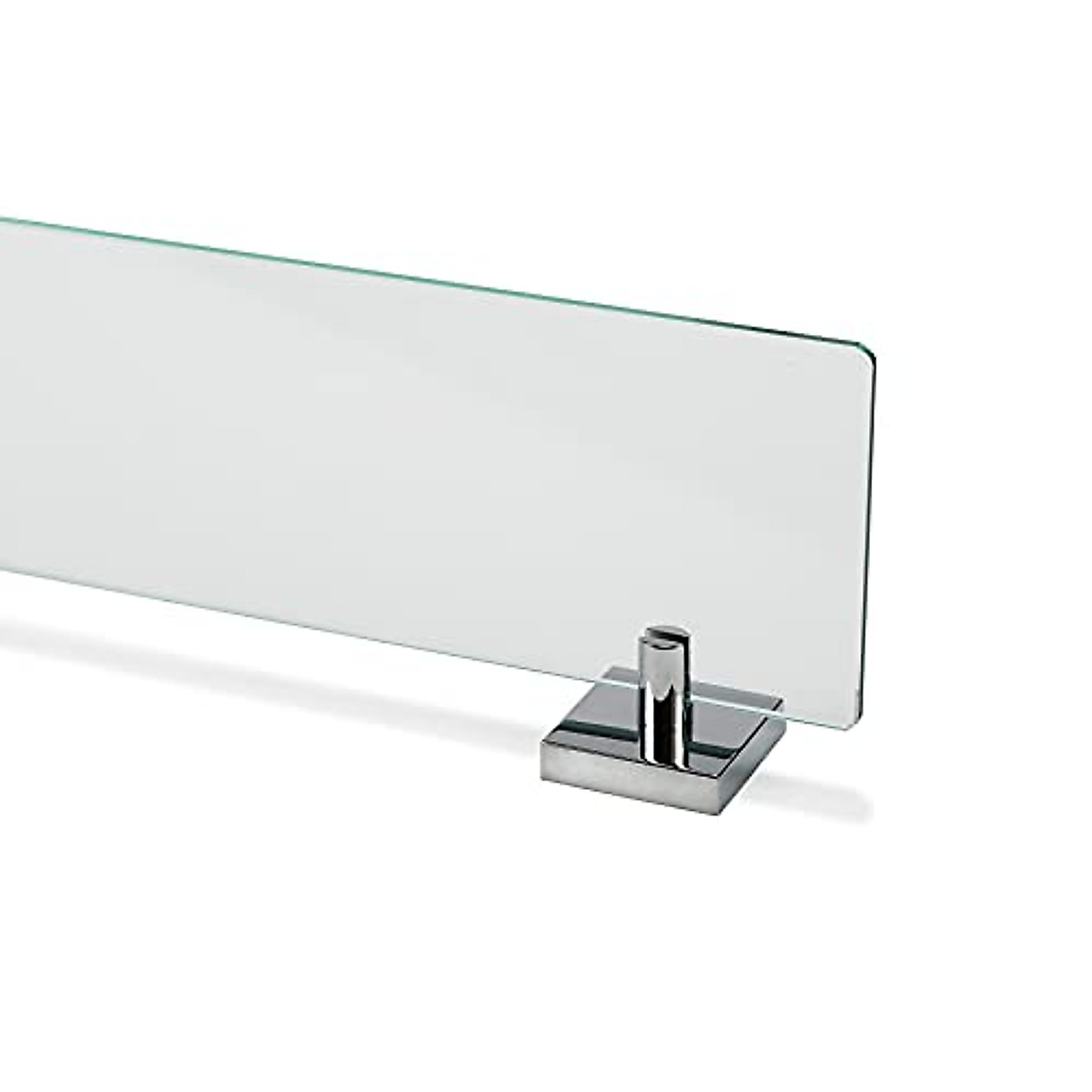 Croydex Chester Flexi-Fix Easy Fit Screw or Glue Glass Bathroom Shelf, 2.1in x 24.3in x 5.3in, Chrome