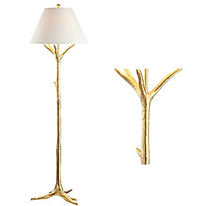 JONATHAN Y JYL3070A Arbor 63.5" Faux Bois Resin LED Floor Lamp, Contemporary, Modern, Elegant, Office, Living Room, Family Room, Dining Room, Bedroom, Hallway, Foyer, Gold Leaf