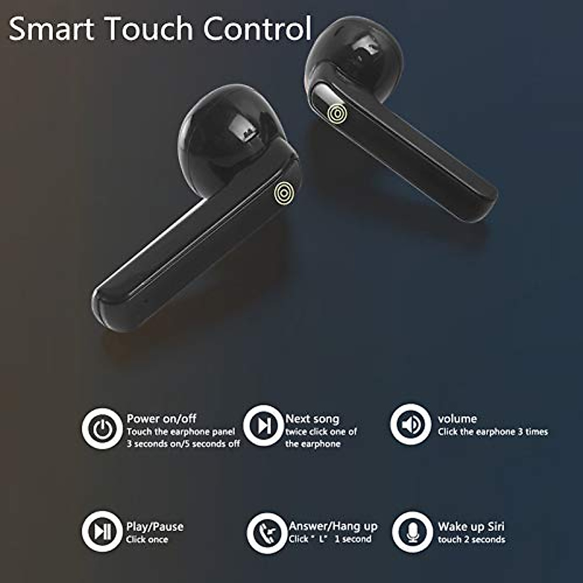 Sunffice Bluetooth Earbuds, Wireless Bluetooth 5.0 Headphones in Ear Earpieces with Charging Case, Hands-Free Headsets with Mic, LED Power Display,Touch Control for iPhone and Android(Black)