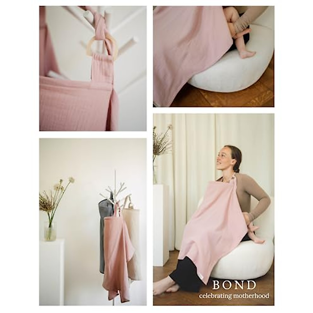 Nursing Cover for Baby Breastfeeding & Pumping with Wire | Multi Use Car Seat Stroller Cover | Lightweight Wire Breathable Soft Muslin Cotton | Breast Feeding Apron & Shawl Boho (Baby Pink)