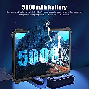 PUSOKEI 7in Kids Tablet,2.4G/5G Dual Band,RAM 4GB ROM 32GB,Front 5MP Rear 8MP,1960x1080 HD Octa Cores Processor,5000mAh Tablet for Android10,BT5.0,GPS,US Plug(Blue)