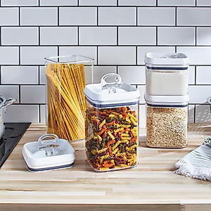 SeaMory Flip-Tite Large Square Food Storage Containers, Canister Pack of 4, transparent