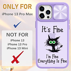 Plakill for iPhone 13 Pro Max Case Cute Stylish Designer Phone Cover with Slide Camera Cover + Ring Holder, Fine Cat Slim Protective Shockproof Hard Clear Cases for iPhone 13 Pro Max 6.7"