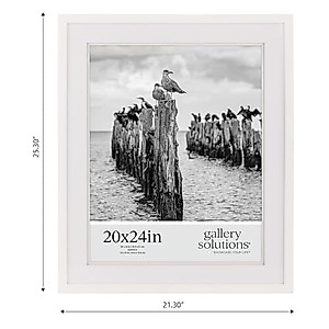 Gallery Solutions - 20"x24" White Frame - Double White Mat - Wall/Tabletop Display - Perfect Fit for 16"x20" Photos - Versatile Mounting Options - Rectangular Tabletop - Poster Frame