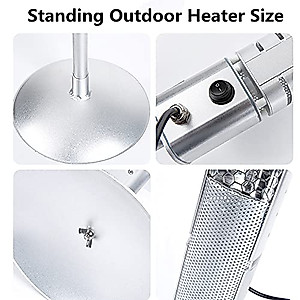 SUN RDPP 110v Outdoor Patio Heater, 1500w Electric Outdoor Heaters, 1s Fast Heating & IP65 Waterproof & Anti-Dump, for Garden Patio Garage Backyard