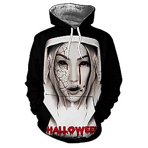 Cool Hoodies for Men, Thenlian Loves' Casual Autumn Winter 3D Printing Long Sleeve Hoodies Sweatshirt Blouse(Black, 3XL)