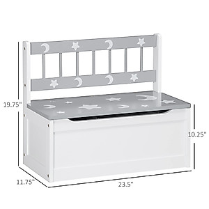 Qaba Toddler Toy Box Storage Bench with Large 27 L Interior, Kids Storage Bench Seat with Storage for Toddler Playroom Furniture, Kids Bedroom Furniture, Toy Organizer and Storage Bin, Gray