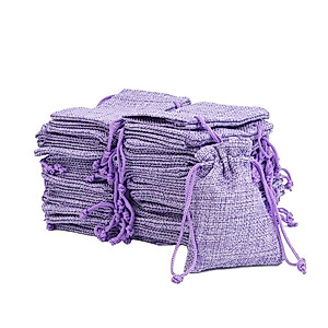 Tvoip 30Pack Burlap Bags with Drawstring Gift Bags Jewelry Pouch for Wedding Party and DIY Craft (Light Purple, 4 x 5.5 Inch)