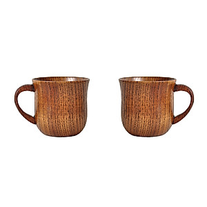 HomeImpel 2 Pack Wooden Coffee Cups Tea Cups With Handle, 4oz, 120ml, Drinking Wood Mugs for Beer/Coffee/Milk/Water