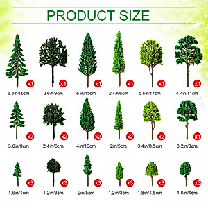 35 Pieces Model Trees 1.2-6.3 Inch Mixed Model Tree Train Scenery Architecture Trees Fake Trees for DIY Crafts, Building Model, Scenery Landscape Natural Green