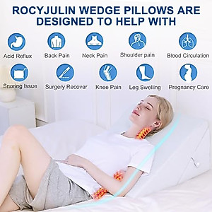 ROCYJULIN Wedge Pillow for Sleeping, 9 & 12 Inch Adjustable Memory Foam Incline Elevated Pillow Wedge, Triangle Wedge Pillows for After Surgery, Acid Reflux and Snoring, White