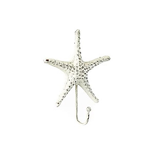 Giftcraft Set of 3 Starfish Shaped Decorative Hooks, Rack for Towels, Jackets, Hats, Metal Coat Hooks Made with Heavy Duty Cast Iron, Wall Mounted Coat Hanger, Unique Ocean Themed Home Decor