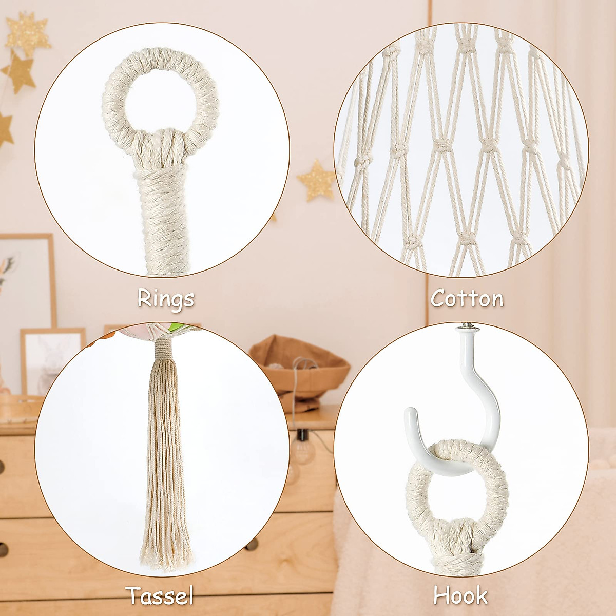 Dremisland Stuffed Animal Storage Toy Organizers and Storage, Display a Large Plush Toy! Boho Macrame Toy Net Hammock for Corners Walls Ceiling Nursery Kids Play Room Bedroom(Beige)