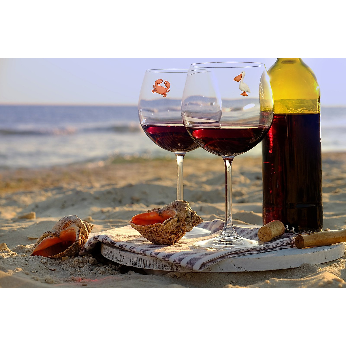 Simply Charmed Beach Wine Charms Magnetic Glass Markers Set of 6 Tropical Summer Charms