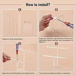 Headband Holder Scrunchie Holder Acrylic, Clear Hair Ties Holder Organizer, Headband Display Stand, Scrunchie Storage Organizer, Hair Accessories Organizer for Women and Girls