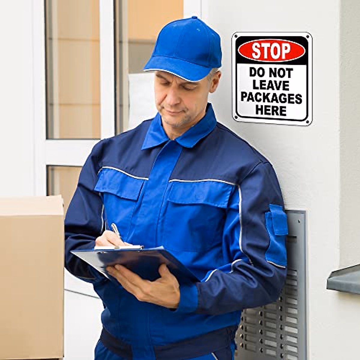 Stop Do Not Leave Packages Here Outdoor Aluminum Signs - Delivery Instructions - Delivery Sign - Package Delivery Box Instructions - Package Box for Outside Sign - Home Front Porch Sign - 8.5" X 10"