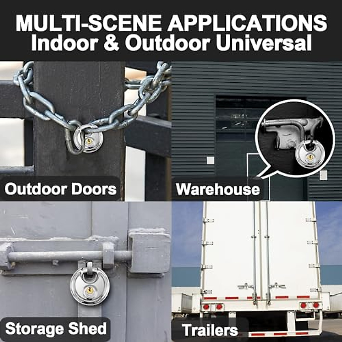 Vervida Keyed Padlock Stainless Steel Disc Lock with 3 Keys, 3/8 Inch Shackle 70mm, Heavy Duty Lock Outdoor Waterproof Storage Lock for Warehouse, Garage, Storage Locker, and Outdoors (1 Pack)