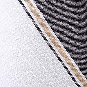 Goroly Home 6 Pack 100% Cotton Farmhouse Vintage Dish Towels Tea Towels Highly Absorbent Quick Dry Professional Grade with Hanging Loop - Twill Waffle - 18x28 Inch - Charcoal