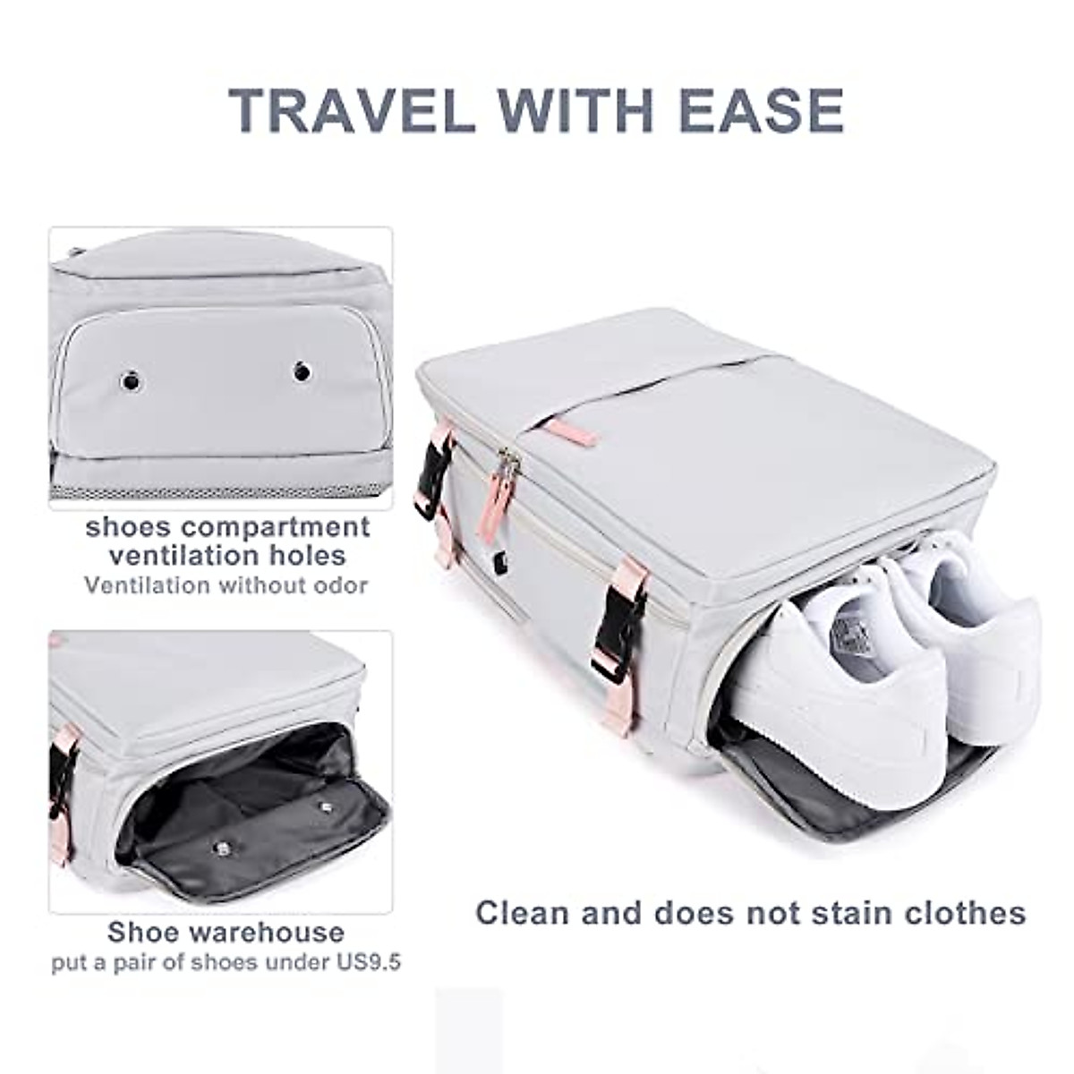 UPPACK Travel Backpack For Women Men Travel Bag Watreproof Hiking Backpack College Laptop Backpack for Traveling on Airplane Travel Essentials Carry on Backpack Flight Approved(Grey)