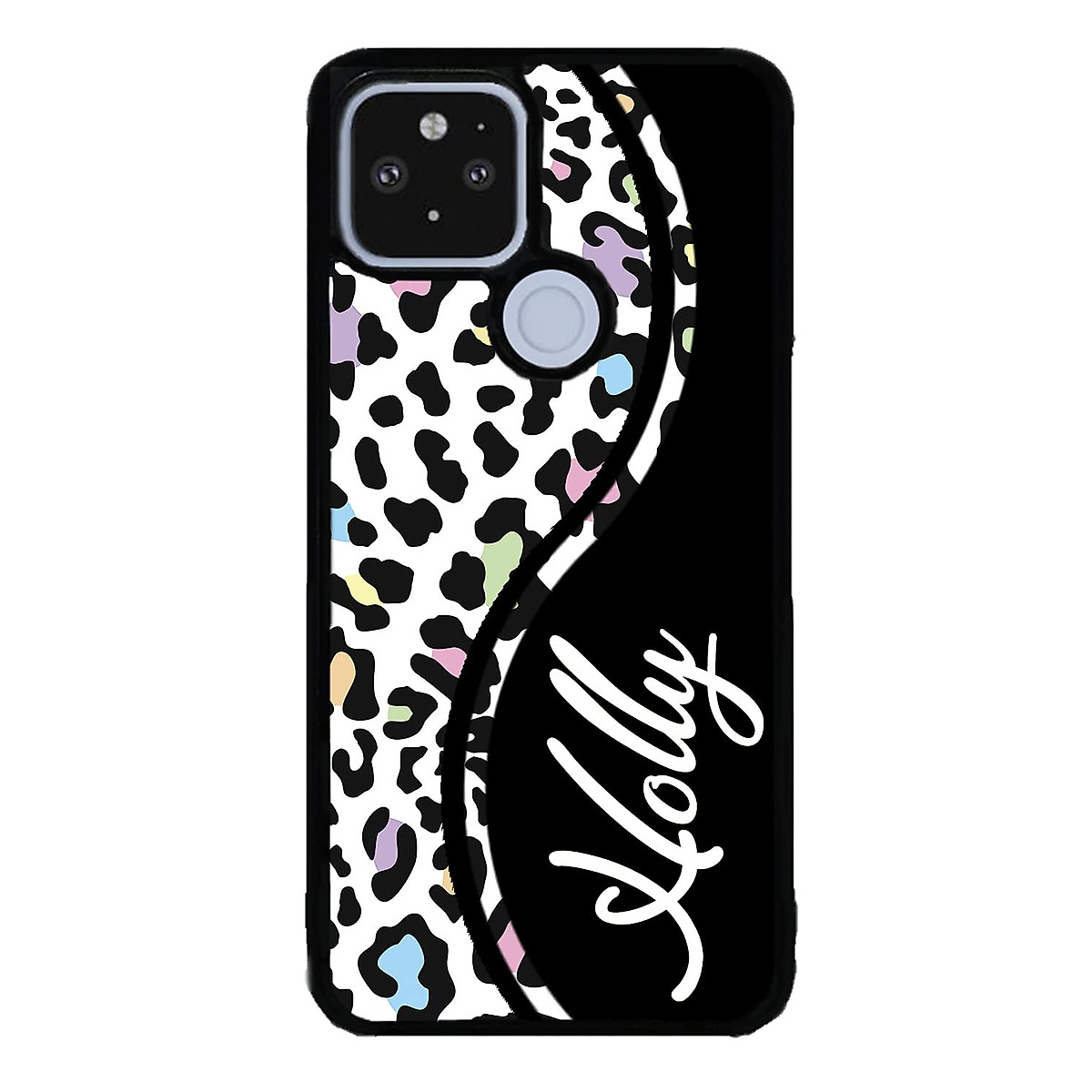 Colorful Leopard Cheetah Animal Skin Personalized Black Rubber Phone Case Compatible With Google Pixel 8 Pro, 8a, 8, 7a, 7, Pixel 7 Pro, 6a, Pixel 6 Pro, 6, 5, 4a 5G, 4a 4G, 4, 4 XL, 3a, 3a XL, 3