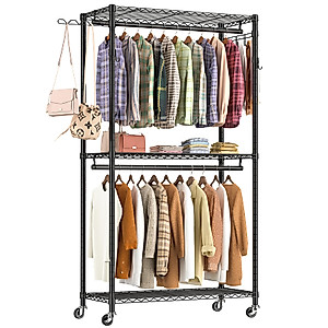 HYSEYY Clothes Rack, Heavy Duty Clothes Rack Load 450 LBS, Standing ...