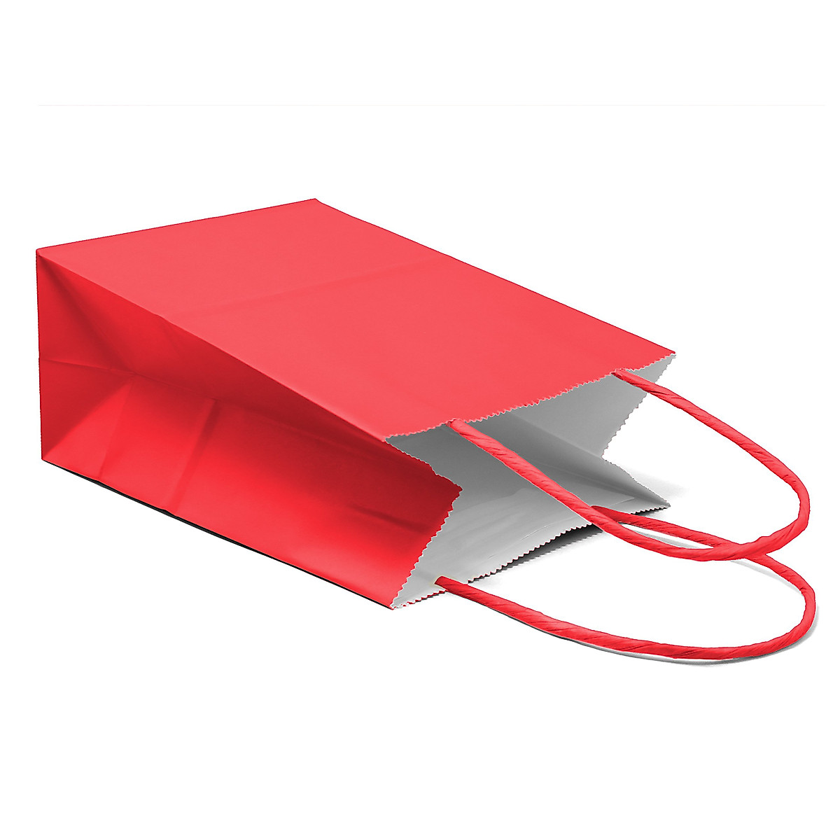 Dsquare 24ct Food Safe Premium Paper & Ink Color Kraft Bag with Handle 8.5 x 5.25 in - Party Favor Gift Bags with Handle, Color Goody Bag, Paper DIY Bag, Environmentally Safe (Small, Red)